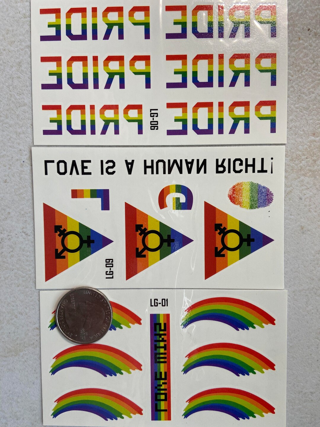 Small Temporary LGBT Gay PRIDE Tattoos Rainbow Heart Flag Love is a ...