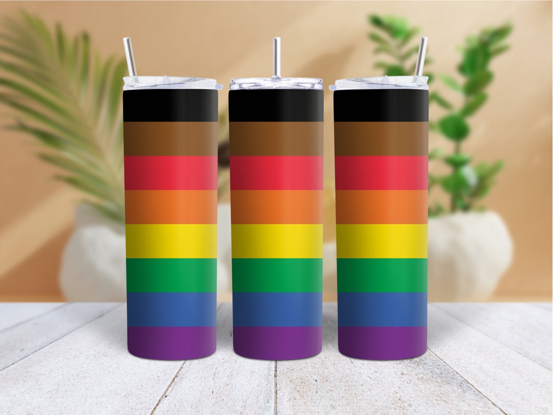 Philly Gay Pride Flag Tumbler Metal Travel Cup With TWO Straws ...