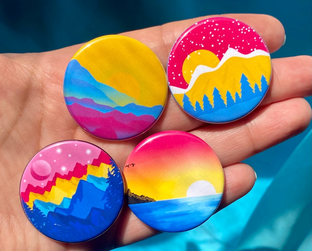 Subtle Pansexual Pride 1.5 Metal Pinback Buttons Pan Flag Colors Subtle ...