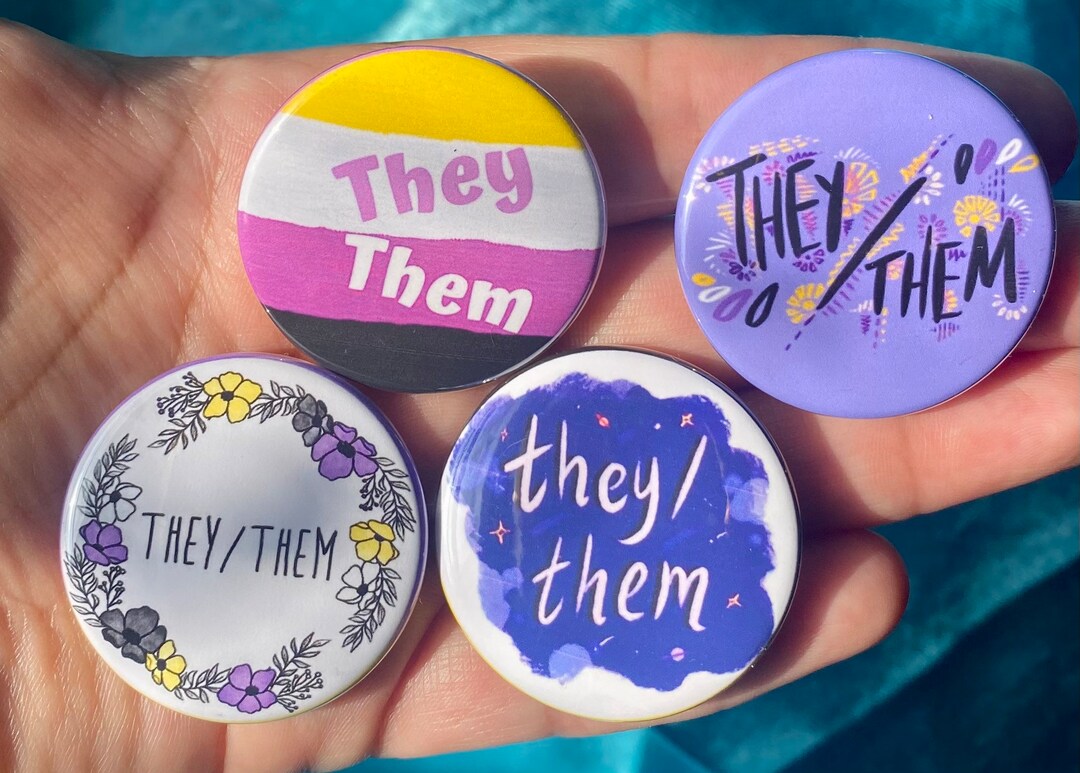 They/them Non Binary 1.5 Metal Pinback Buttons NB Enby Pins Button ...