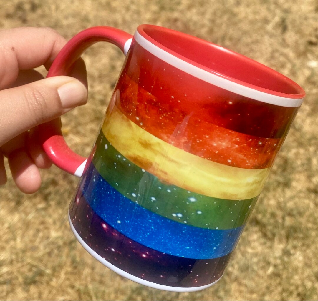 Red LGBTQIA Pride Flag Coffee Mug Cute Cosmic Starry Nebula LGBTQ ...
