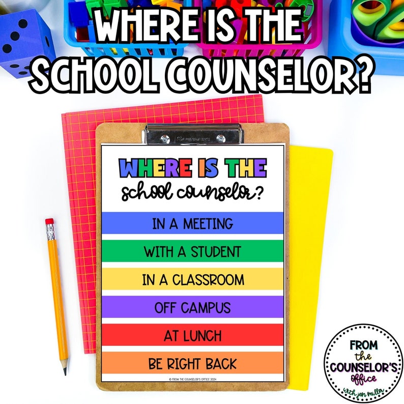 Where is the School Counselor? Office Door Sign in Primary Colors - Etsy
