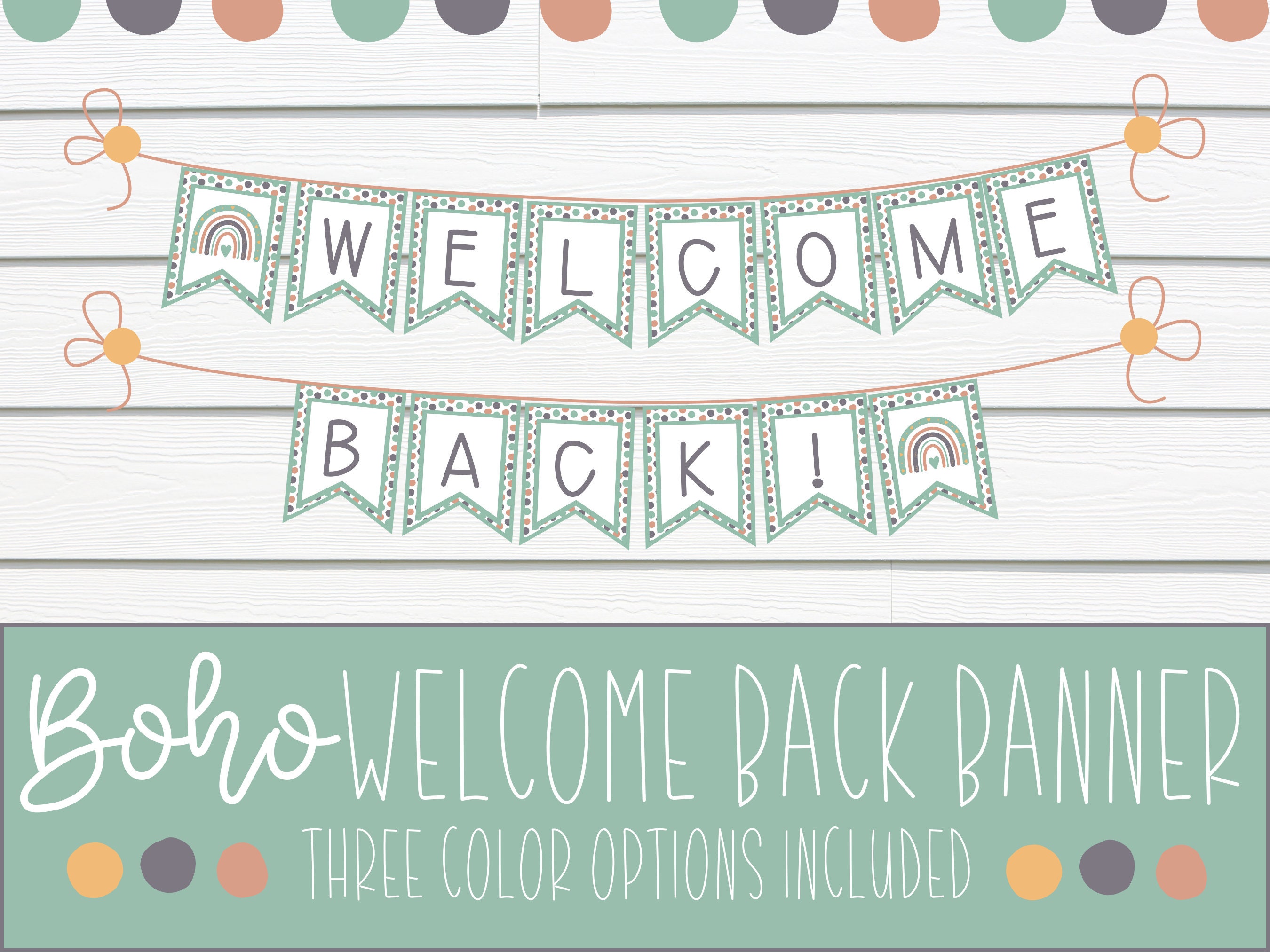 BOHO Theme Welcome Back Banner Earth-tone Colors Set 1 - Etsy