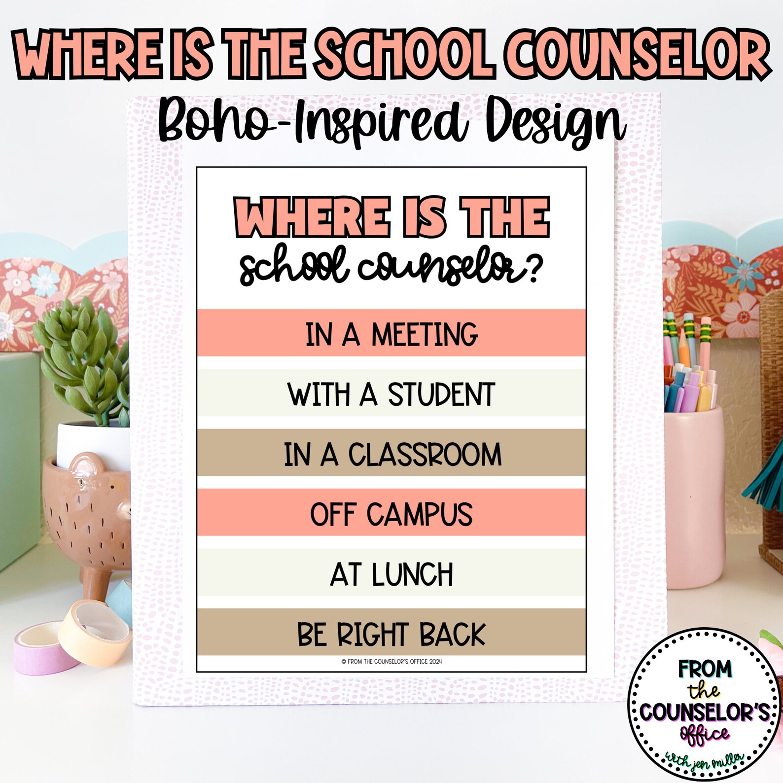 Boho-inspired Where is the School Counselor Office Door Sign in Neutral ...