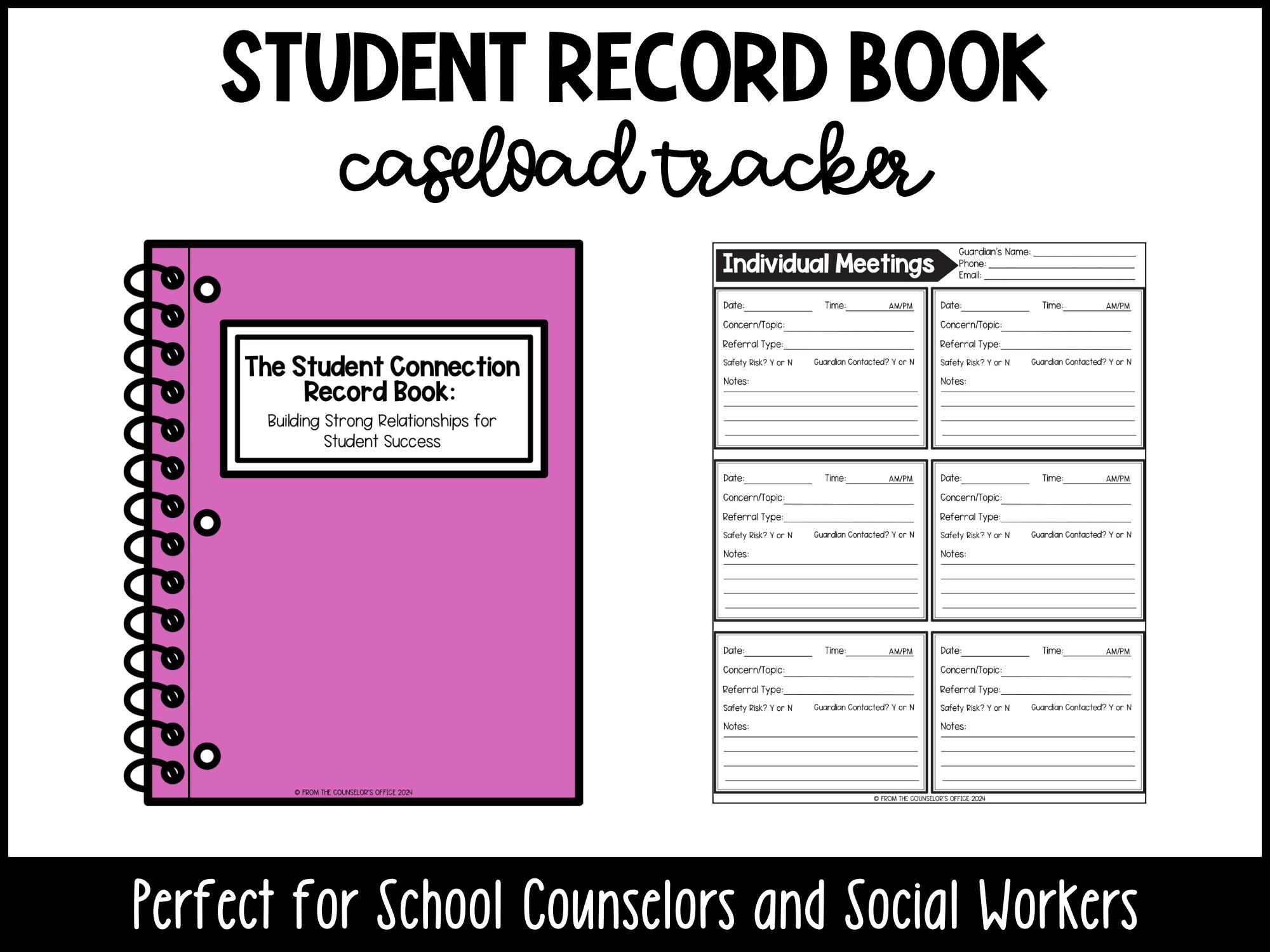 School Counselor Record Book | Student Notes | Caseload Tracker ...