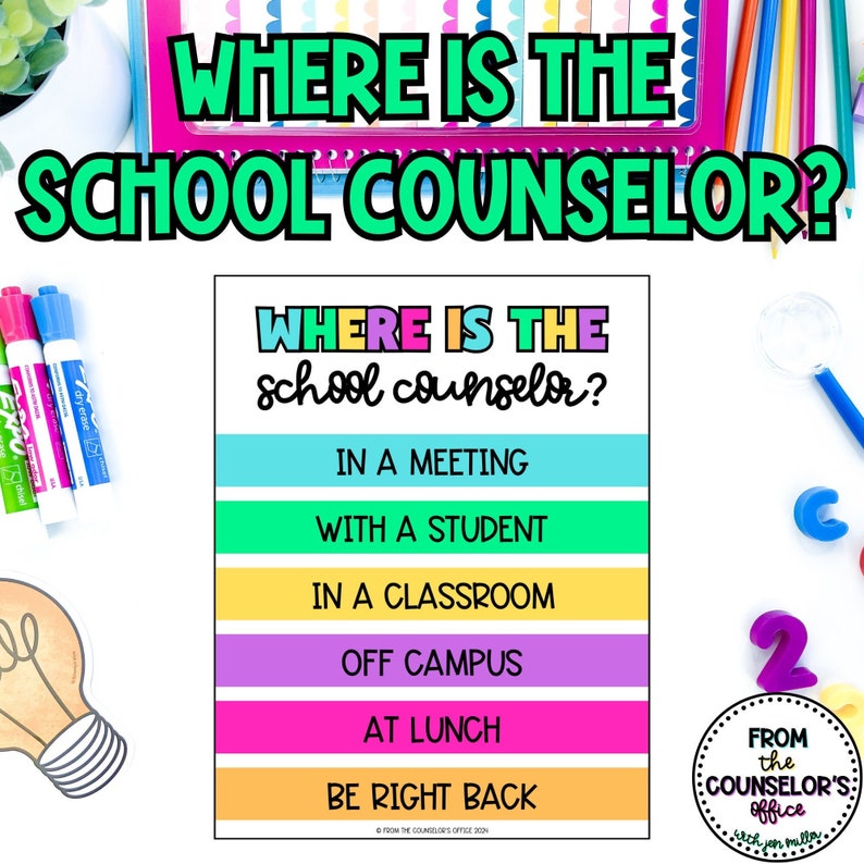 Where is the School Counselor? Office Door Sign in Neon Colors - Etsy