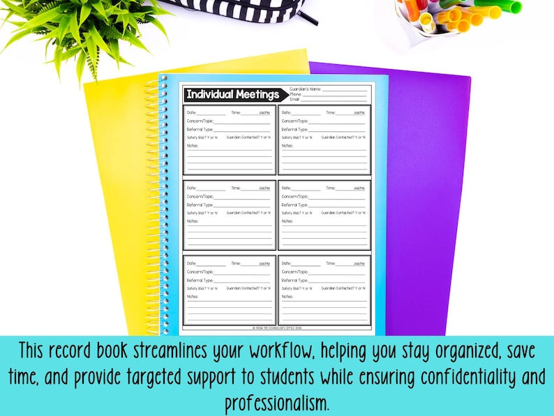 School Counselor Record Book | Student Notes | Caseload Tracker ...