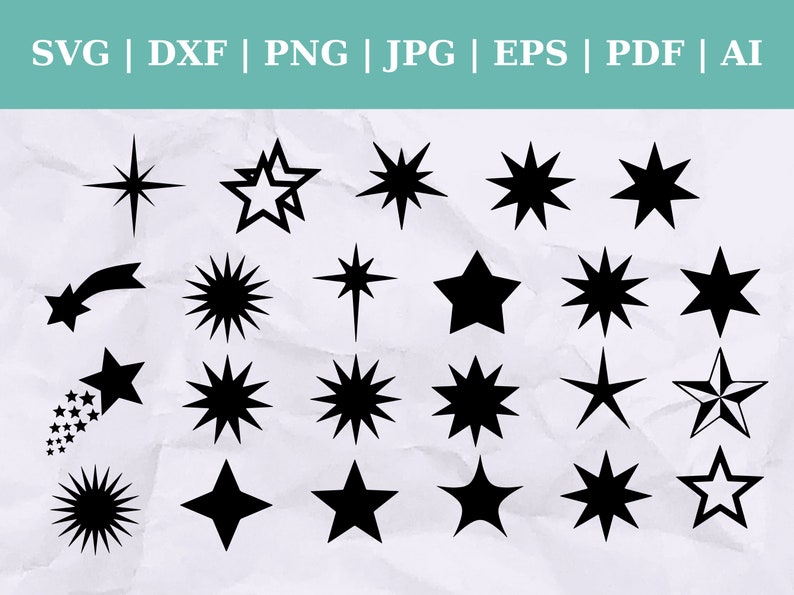 Star Bundle Star Svg Stars Cut Files, Clipart, Vector Svg Dxf Png Jpg ...