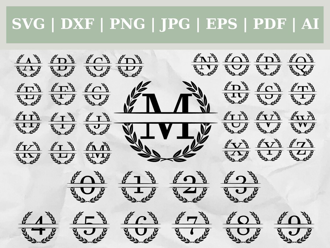 Laurel Letters & Numbers Bundle Monogram - Cut Files, Clipart, Vector ...
