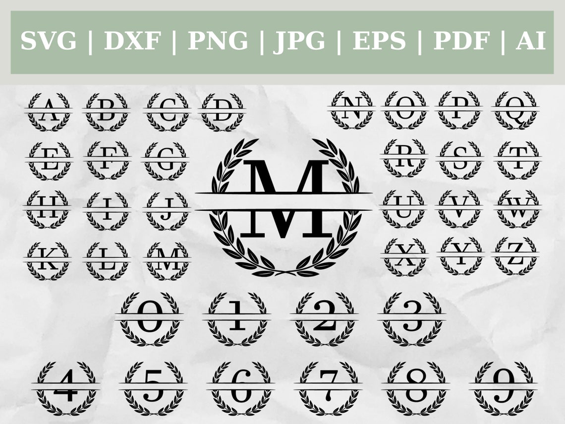 Laurel Letters & Numbers Bundle Monogram Cut Files Clipart - Etsy