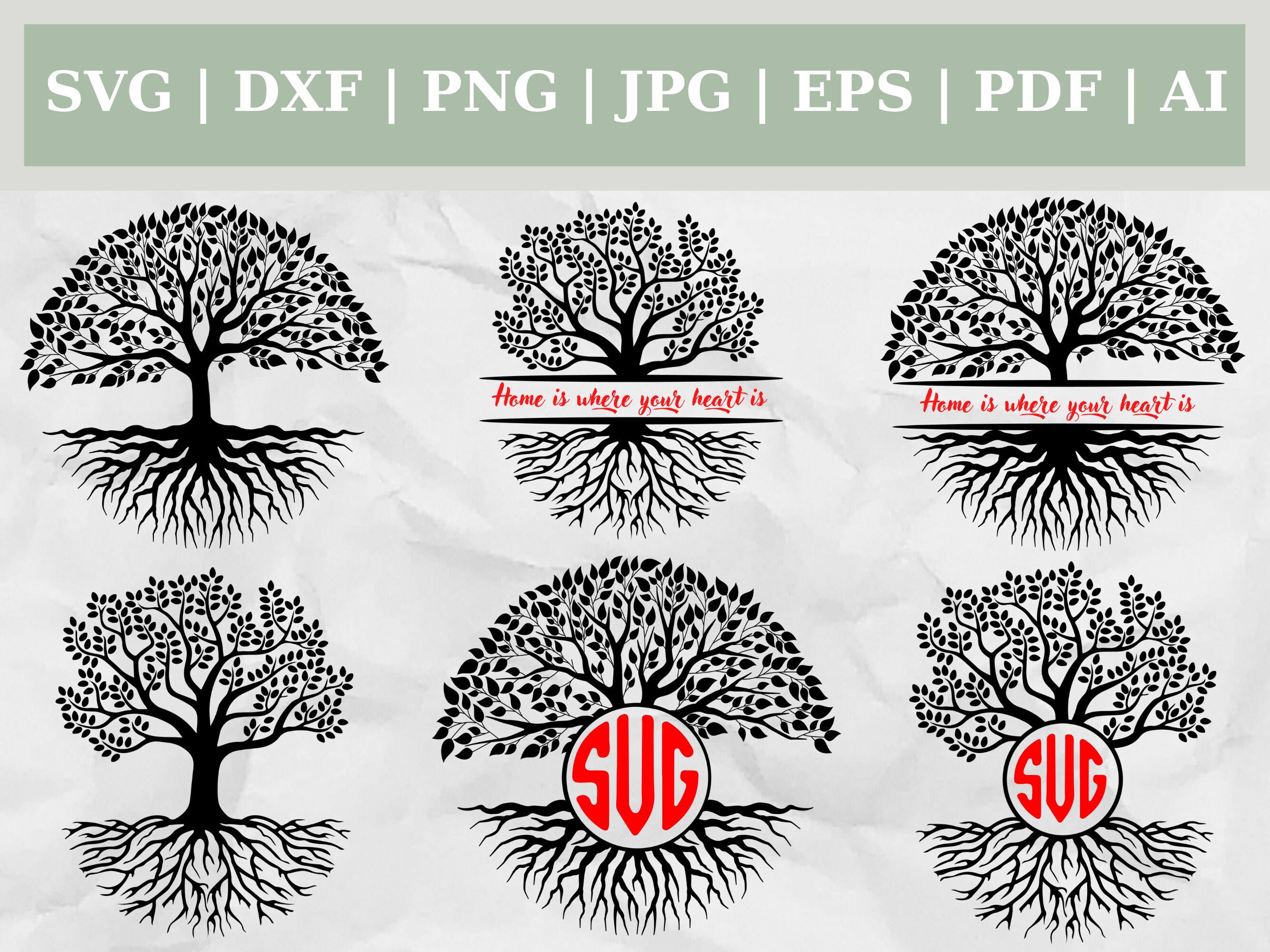 Tree of Life Monogram Cut File Clip Art Vector SVG DXF PNG Jpg Eps Ai ...