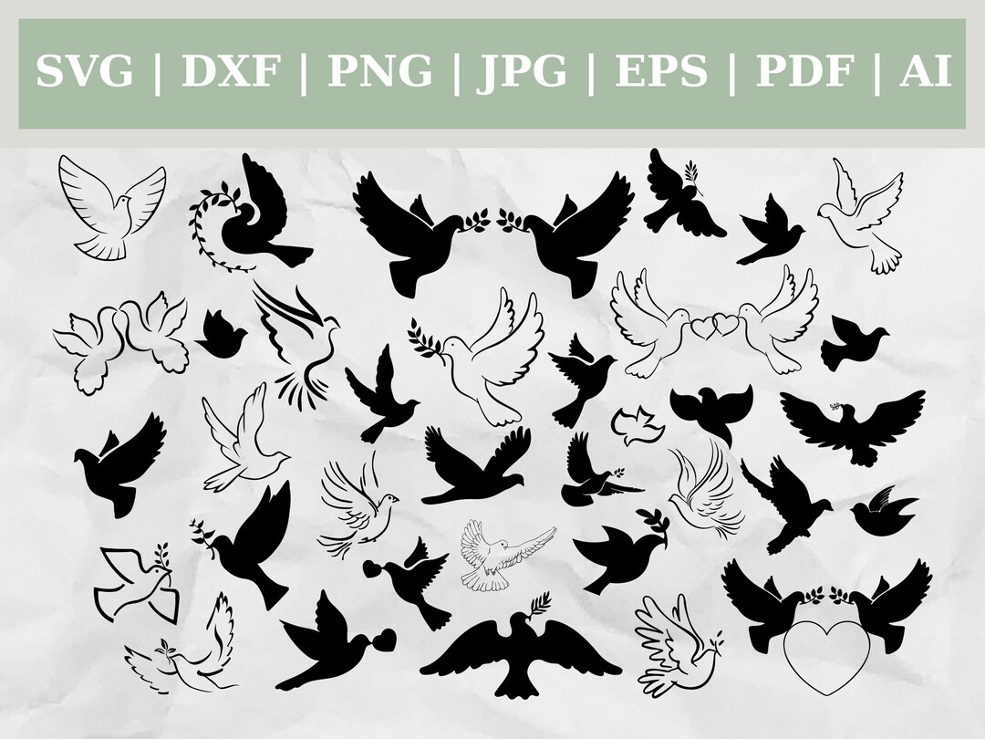 Dove Bundle - Cut Files, Clipart, Vector Svg Dxf Png Jpg Pdf - Etsy