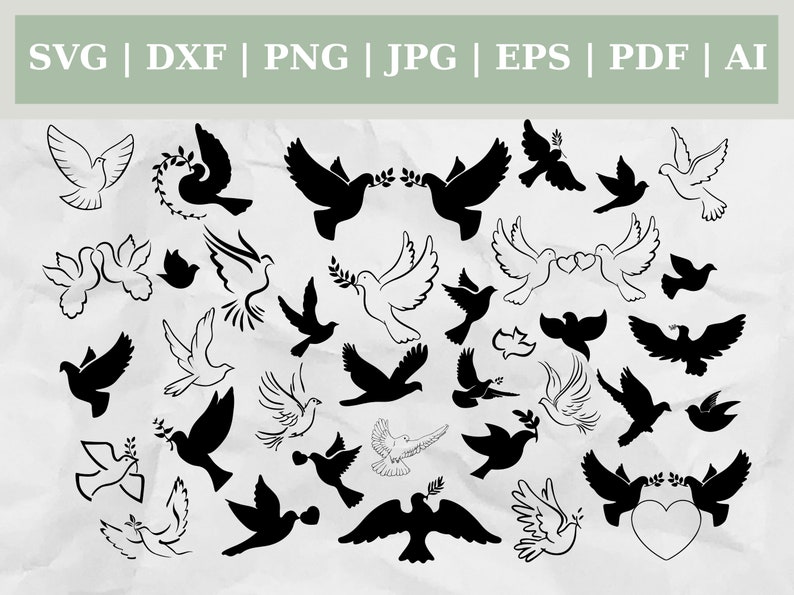 Dove Bundle Cut Files Clipart Vector Svg Dxf Png Jpg Pdf - Etsy