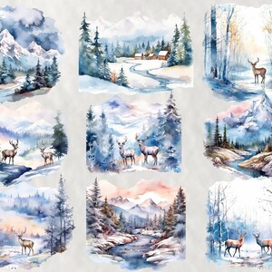 Winter Landscape Collection, Winter Scenery Bundle Clipart PNG and JPG ...