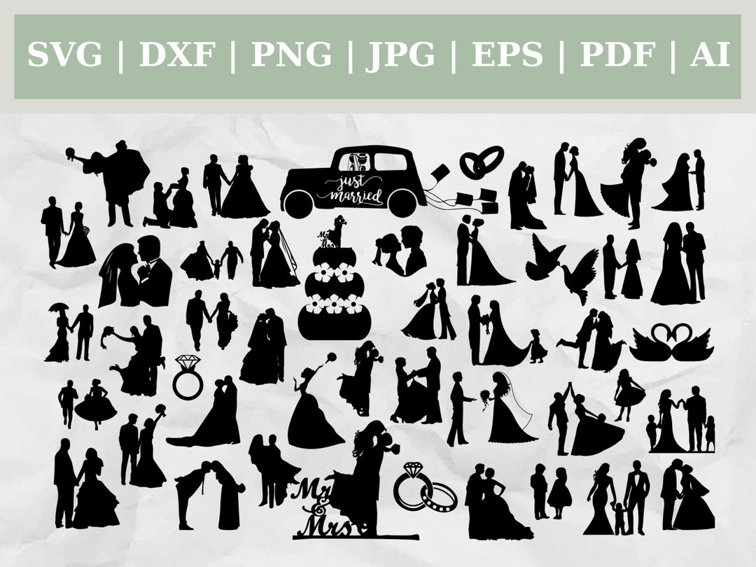 Wedding Big Bundle Engagement Just Married - Cut Files, Clipart, Vector ...