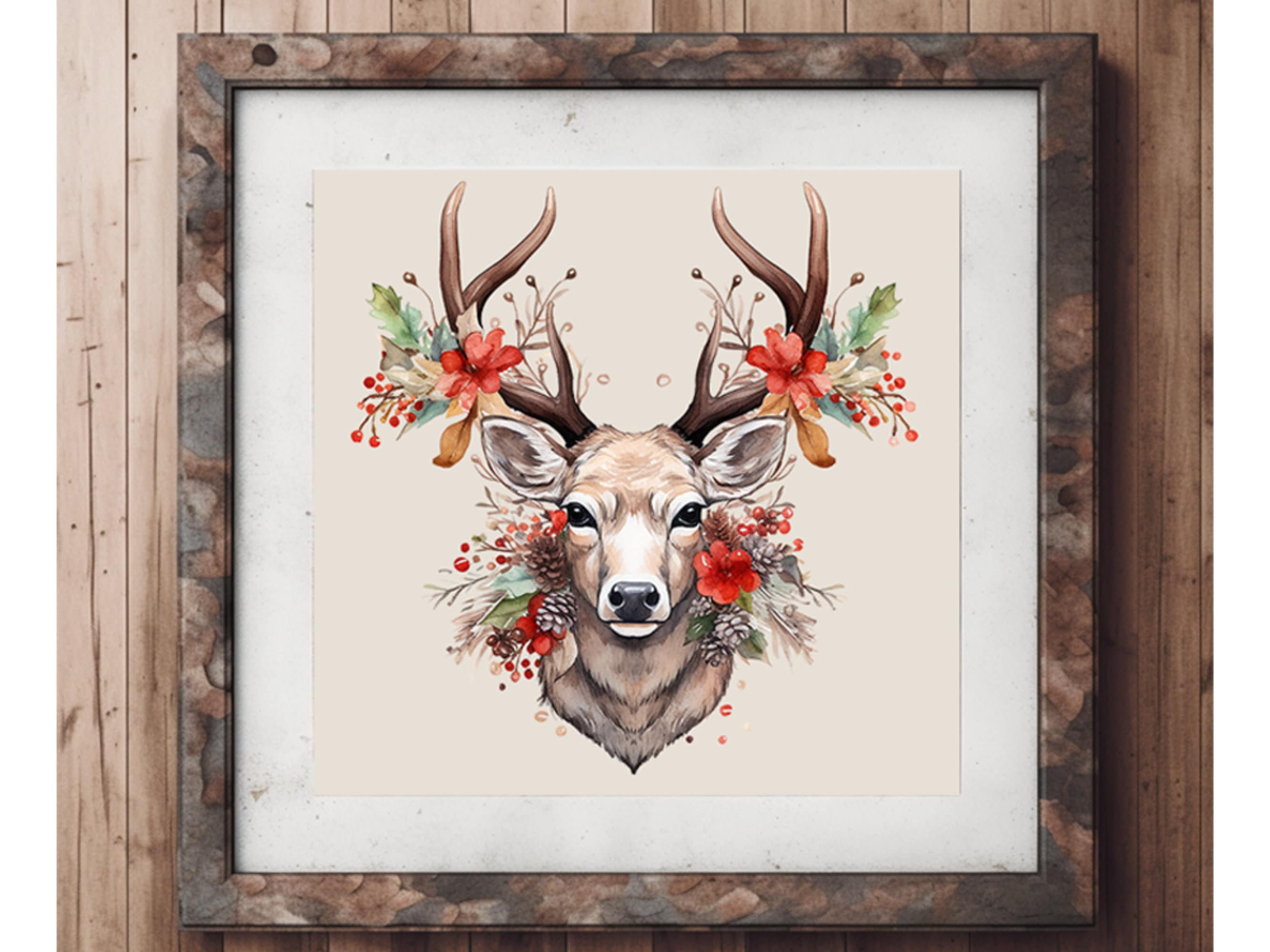 Watercolor Buck Clipart Bundle Deer Floral Illustration PNG and JPG ...