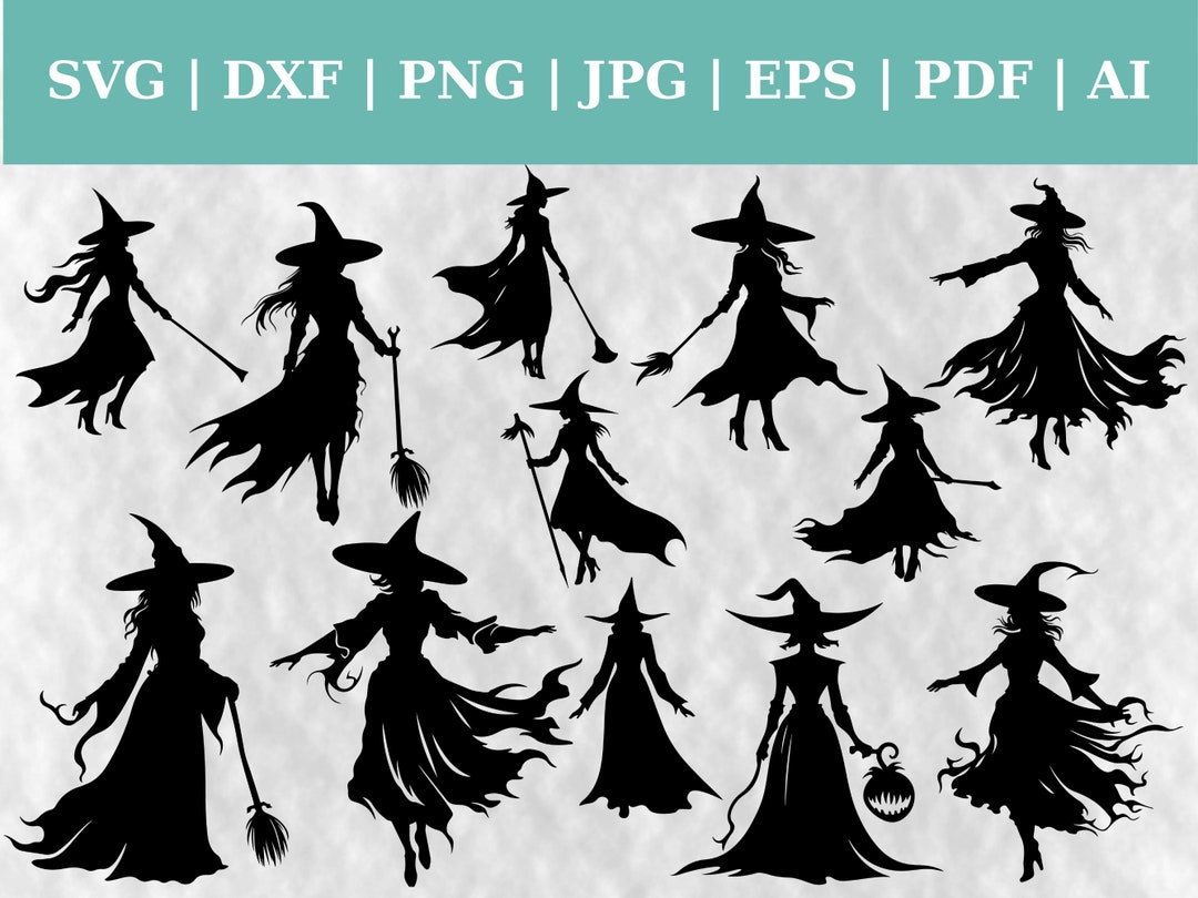 Witch Bundle Cut File, Halloween Witch Svg, Clipart, Vector SVG | DXF ...