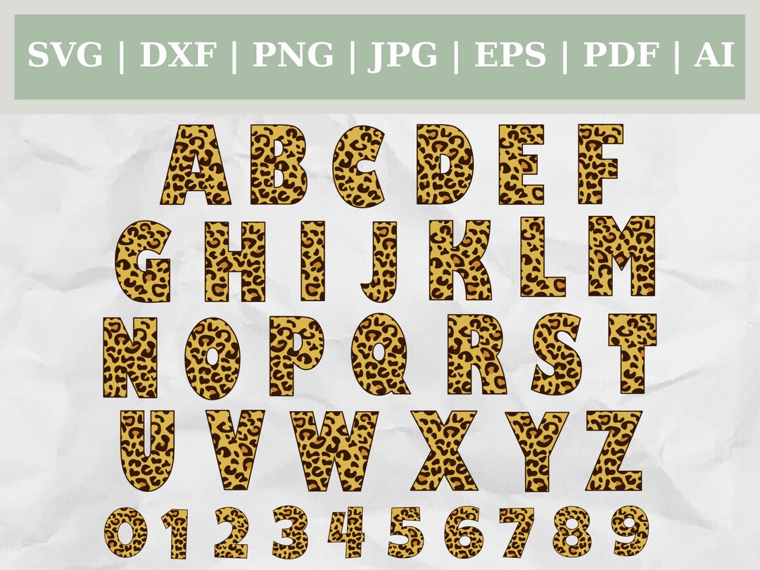 Leopard Print Letters & Numbers - Animal Print Cut File, Clipart ...