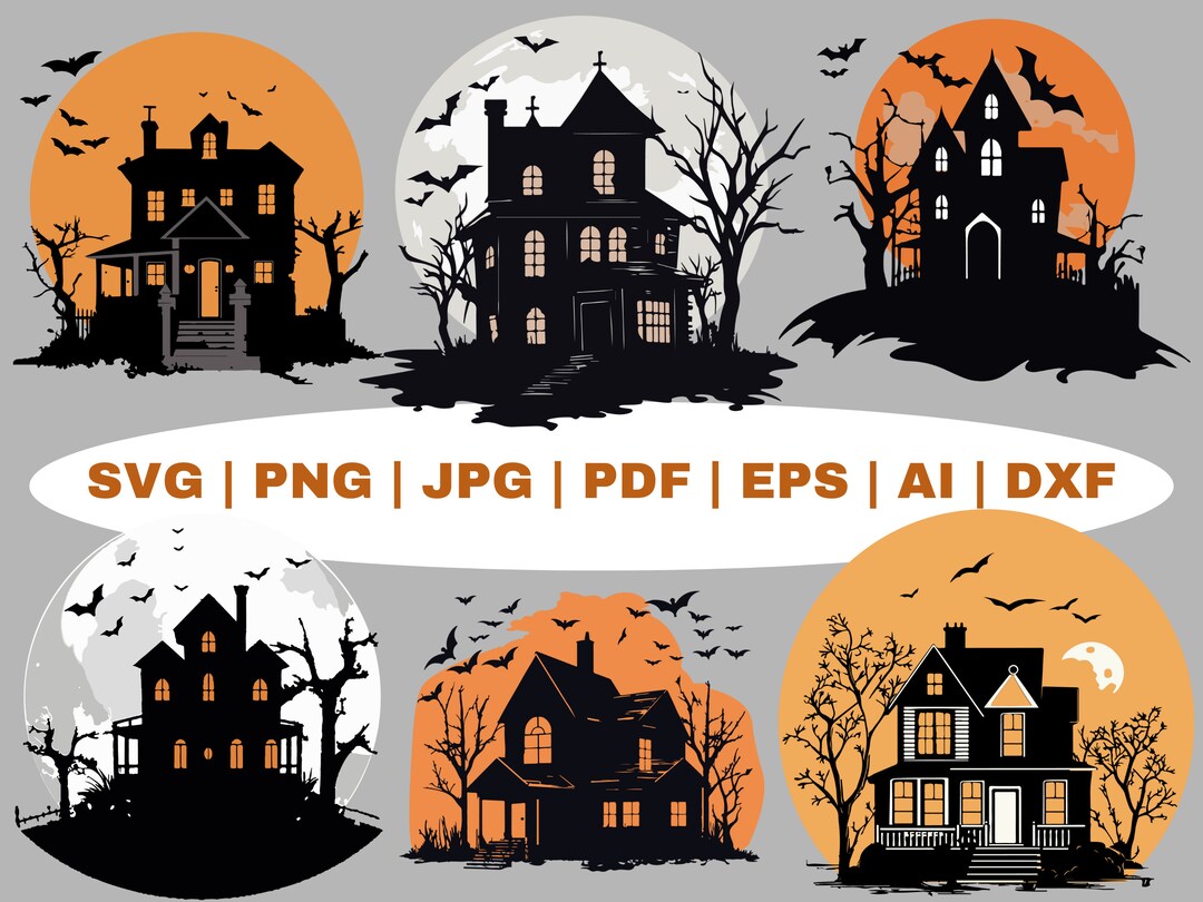 SALE! Haunted House Halloween Cut Files, Clipart, Vector SVG | DXF ...