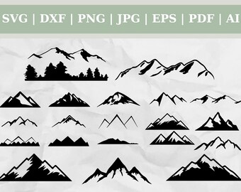 Mountain View Svg, Mountain View With Trees Svg, Snowy Mountains Svg ...