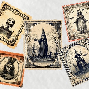 Vintage Halloween Stamp Collection Halloween Bundle Clip Art PNG and ...