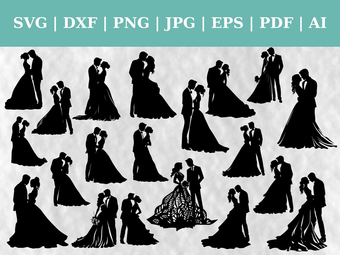 Bride and Groom Bundle Wedding Cut Files, Wedding Clipart, Vector SVG ...