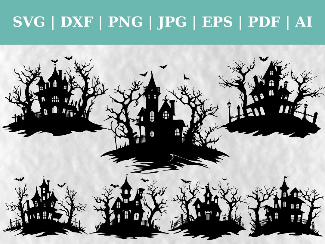 Haunted House Bundle Cut File, Halloween Svg, Clipart, Vector SVG | DXF ...