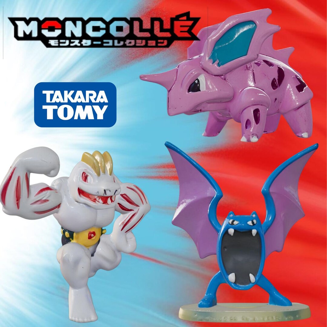 Tomy Inspired Golbat, Nidorino & Machoke Mini Figures With Stamp ...