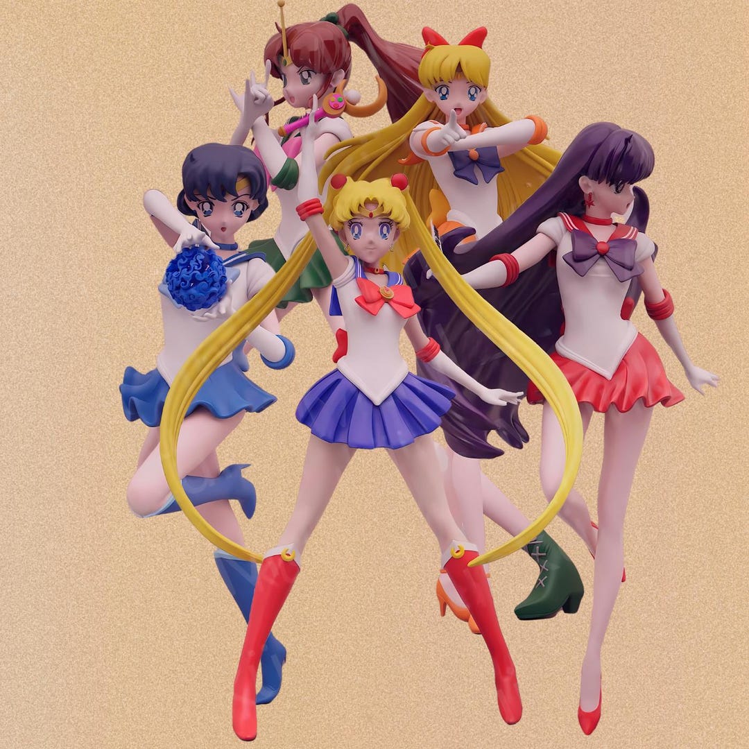 Sailor Moon STL Bundle - OG Senshi Figures - Moon Mercury Mars Jupiter ...