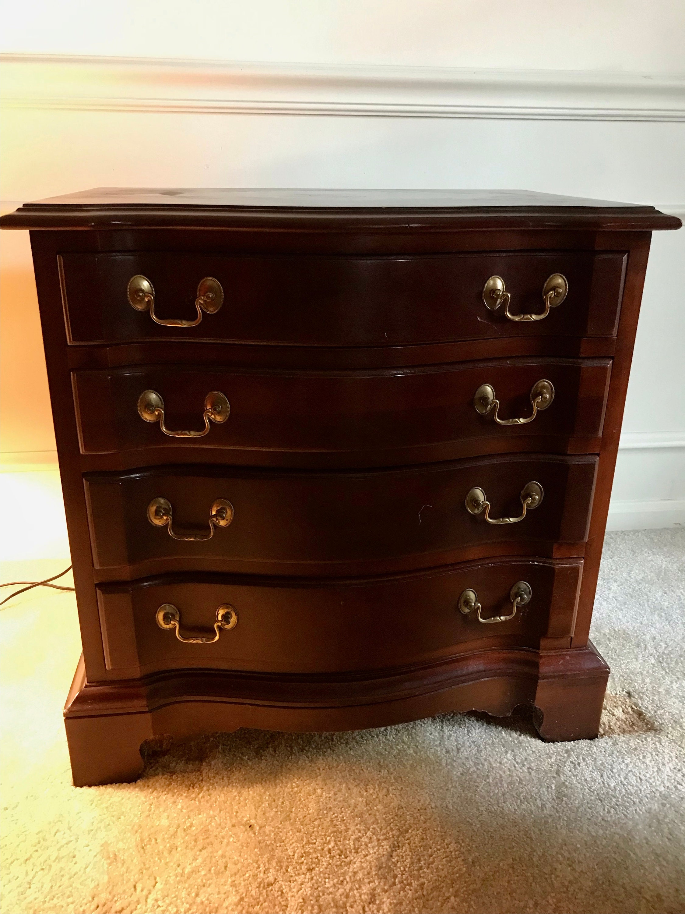 Link Taylor Mahogany Dark Brown Four Drawer Serpentine Table/chest - Etsy