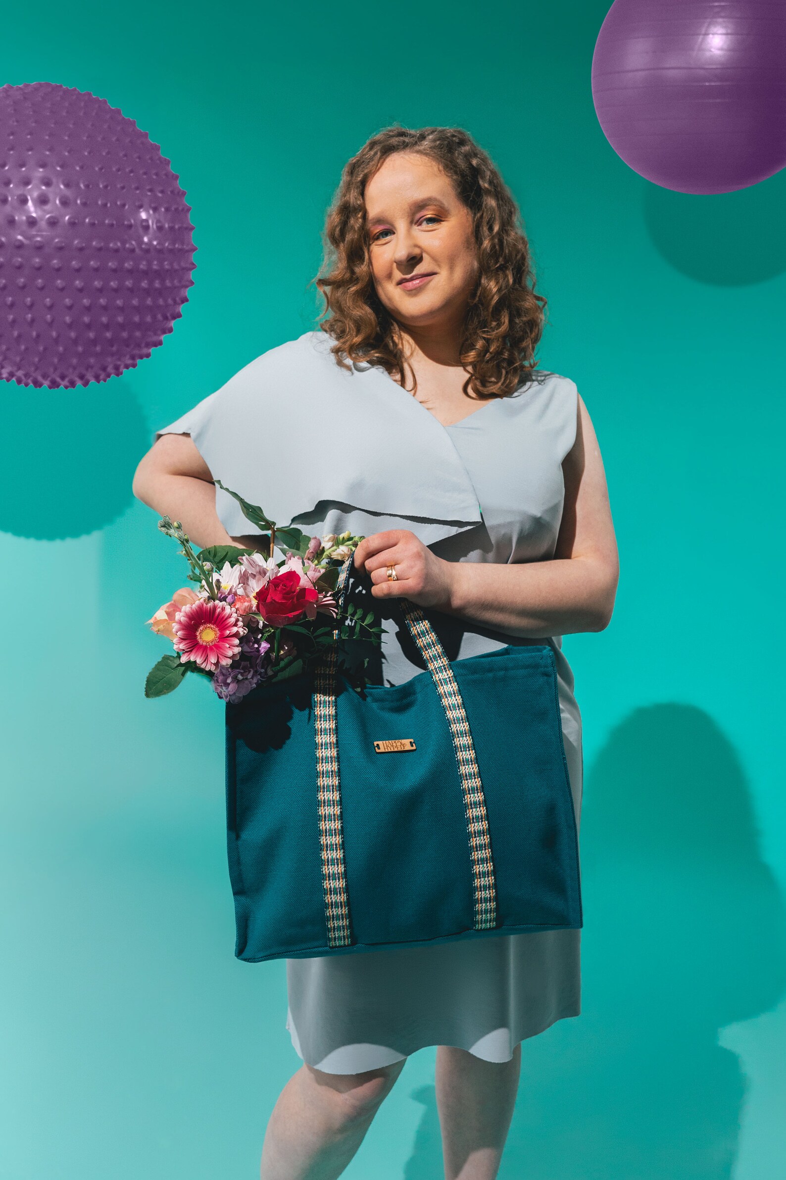 Teal Blue Shopper, Blue Shopping Bag, Teal Market Bag, Top Handle Bag ...