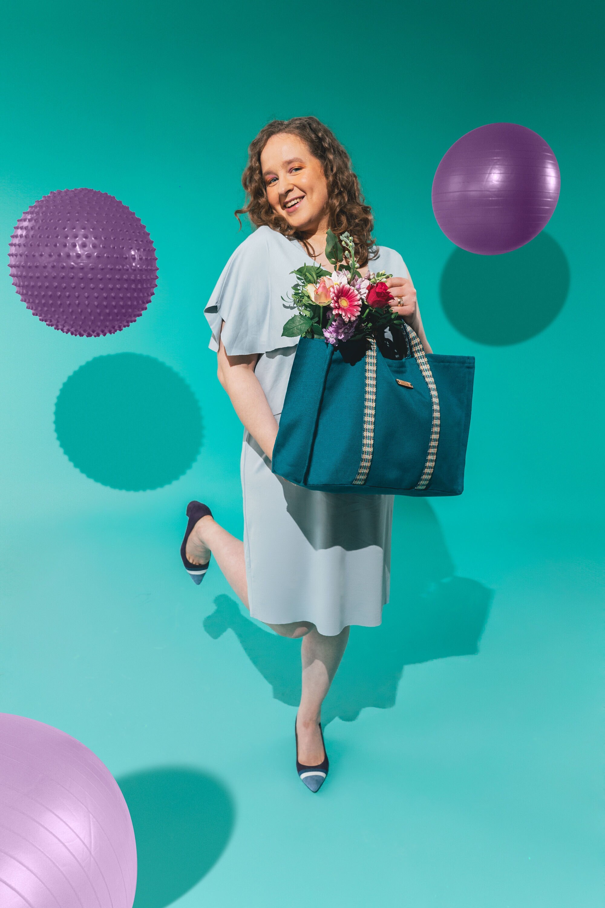 Teal Blue Shopper, Blue Shopping Bag, Teal Market Bag, Top Handle Bag ...