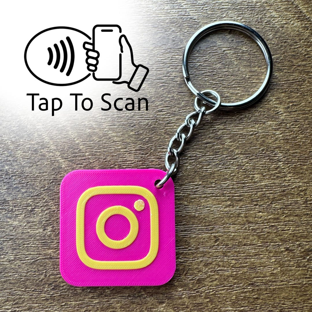 Instagram Keychain With Scannable Chip Embedded, 3D Printed Keychains ...