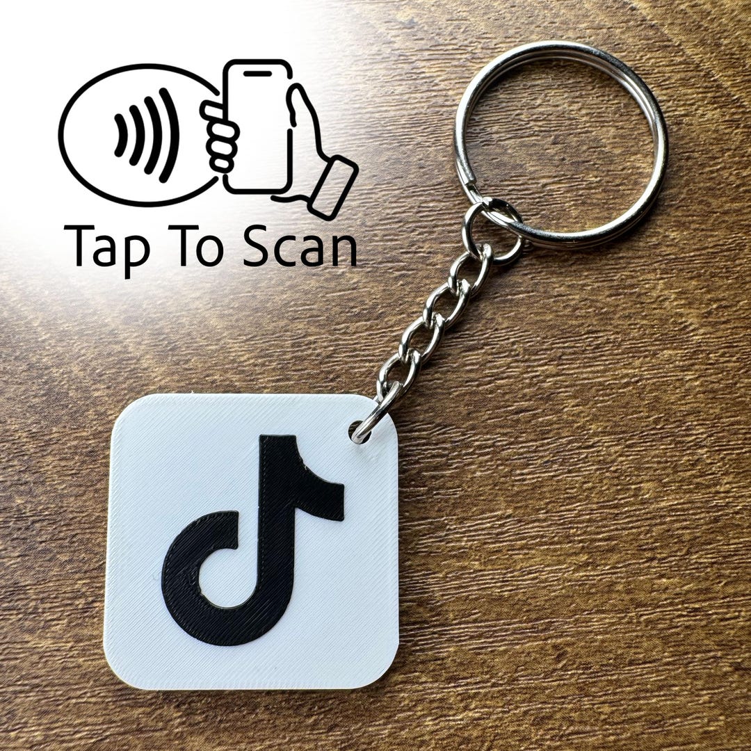 Tiktok Keychain With Scannable Chip Embedded, 3D Printed Keychains, Tap ...