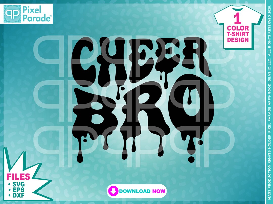 Chee Bro Retro Drip Lettering Svg, Cheer Bro Svg, Cheer Svg, Cheer Life ...