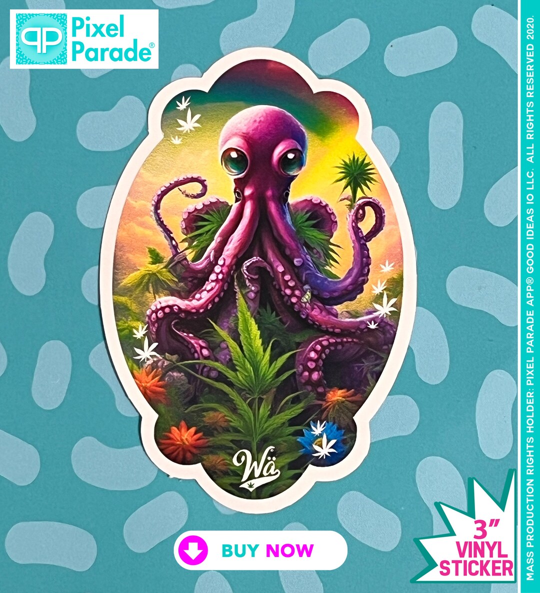 Rainbow Octopus Smoker Vinyl Sticker, Weed Anything® (3x3.5 In) - Etsy
