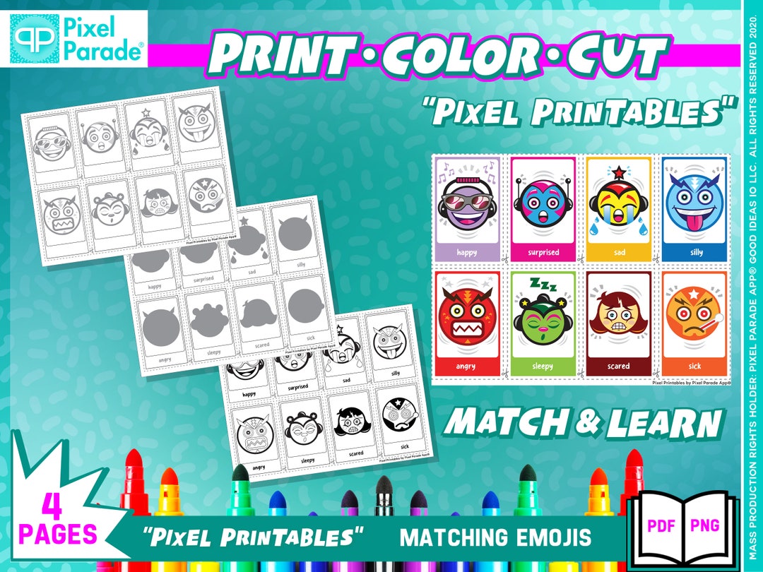 Match the Emoji Feelings Activity, Silhouette Match, Emojis to Match ...