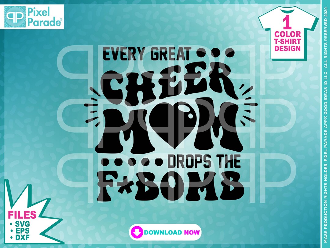Cheer Mom Retro Text "every Great Cheer Mom Drops the F* Bomb" Cheer ...