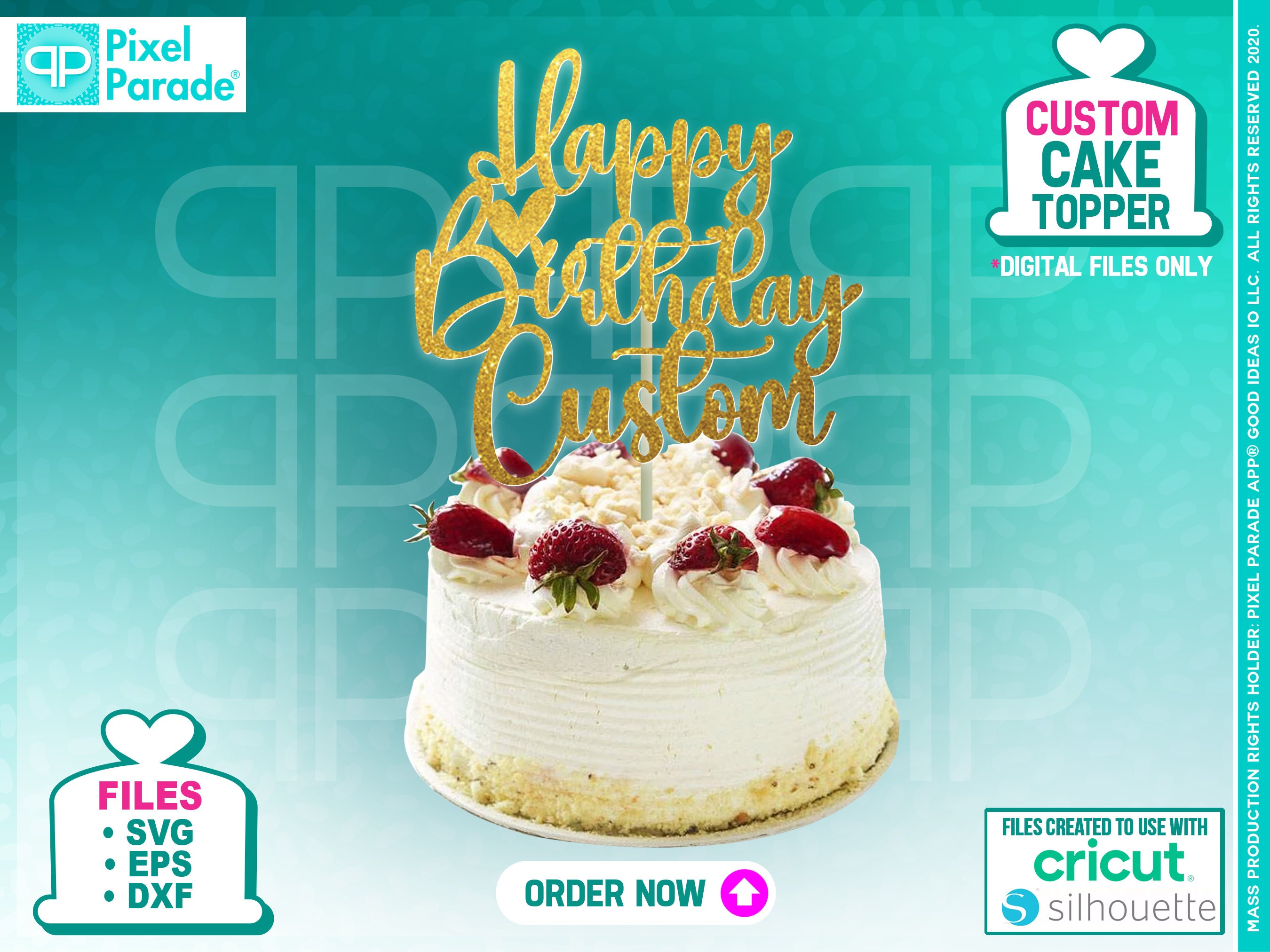 Personalized Birthday Cake Topper Svg Custom Script Name Cake Topper