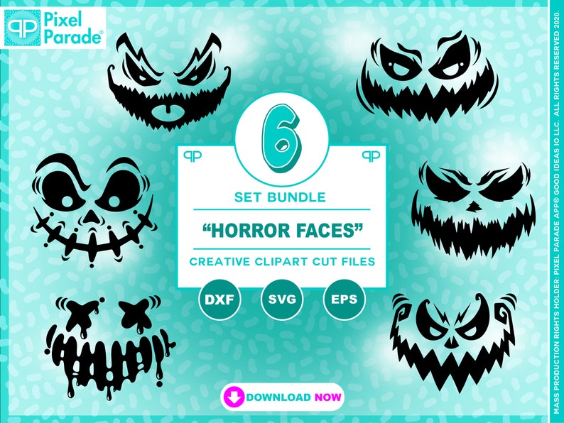 6pc. Bundle horror Faces SVG EPS DXF Cut - Etsy