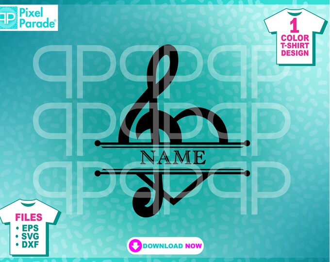Music Notes Name Frame SVG, Music Notes SVG, Split Frame SVG, Digital ...