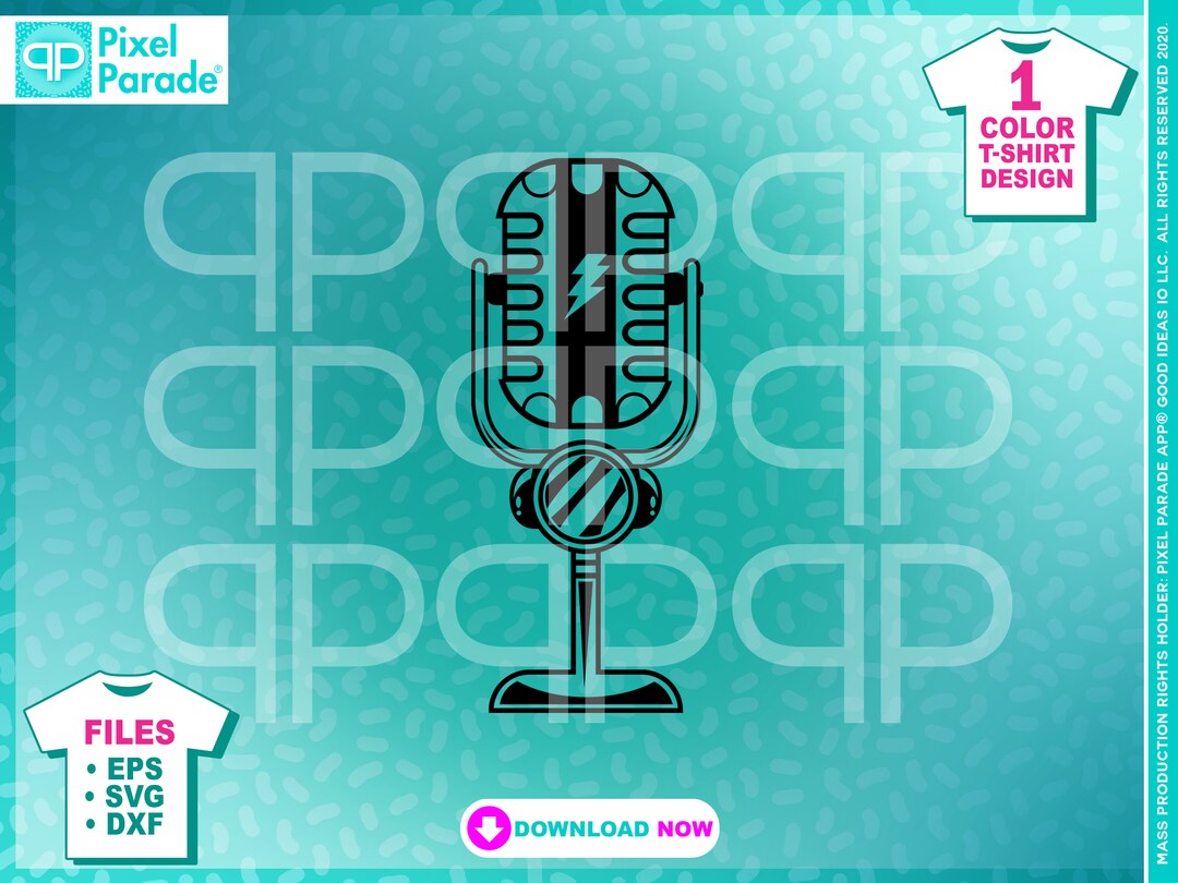 Vintage Microphone SVG: Retro Clipart, Podcast Design (digital Cut ...