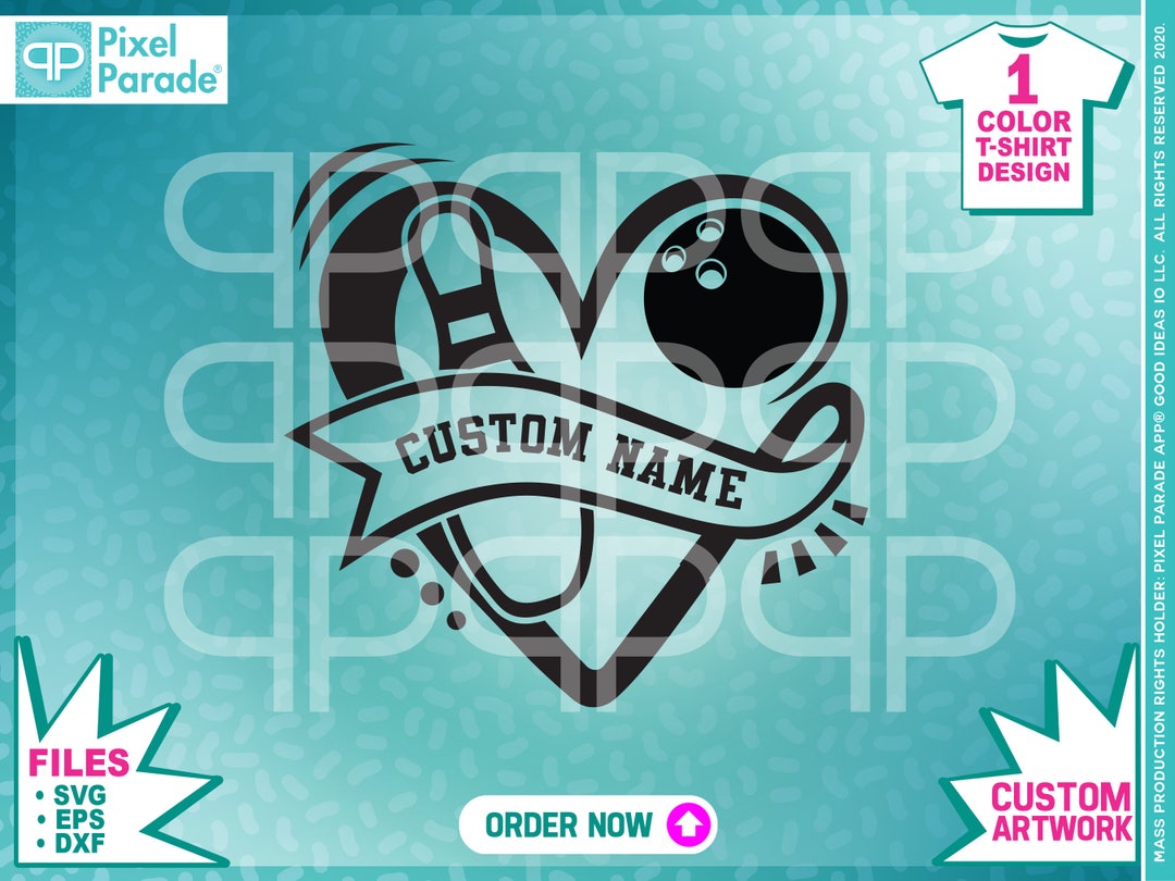 Custom Bowling Team SVG: Personalized Name, Heart Design (digital ...