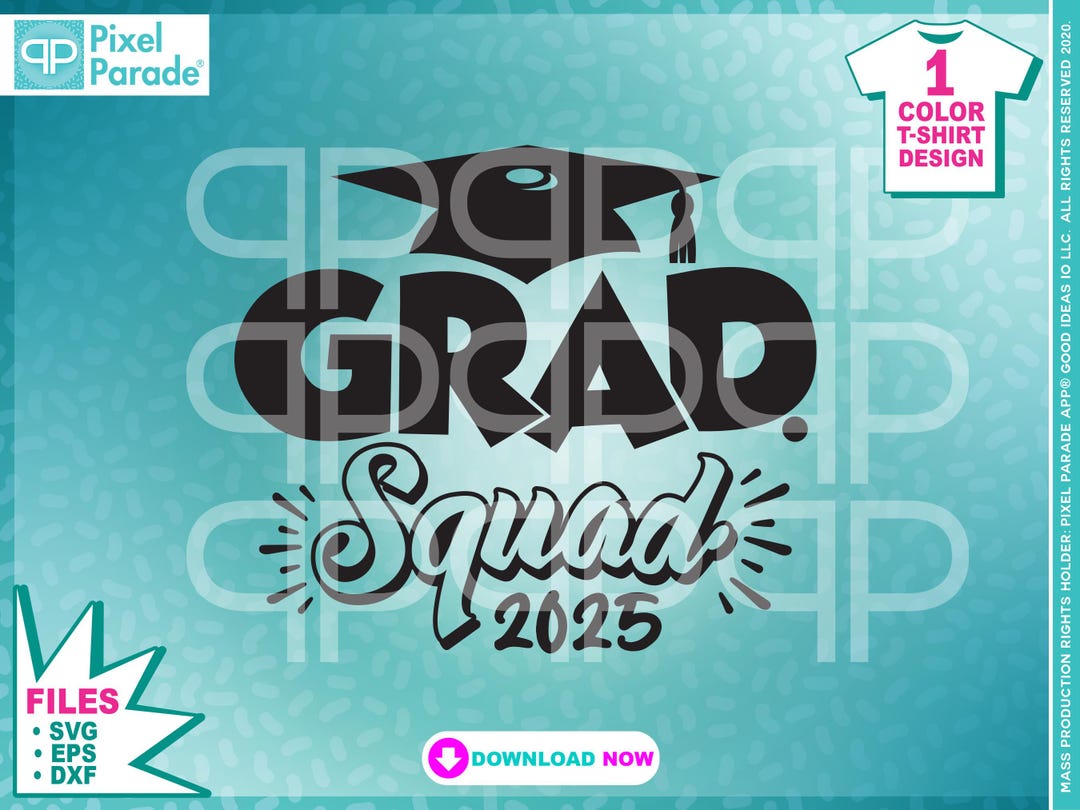 Grad Squad 2025 Retro Svg Senior Cap, Senior Funky Bubble Lettering ...