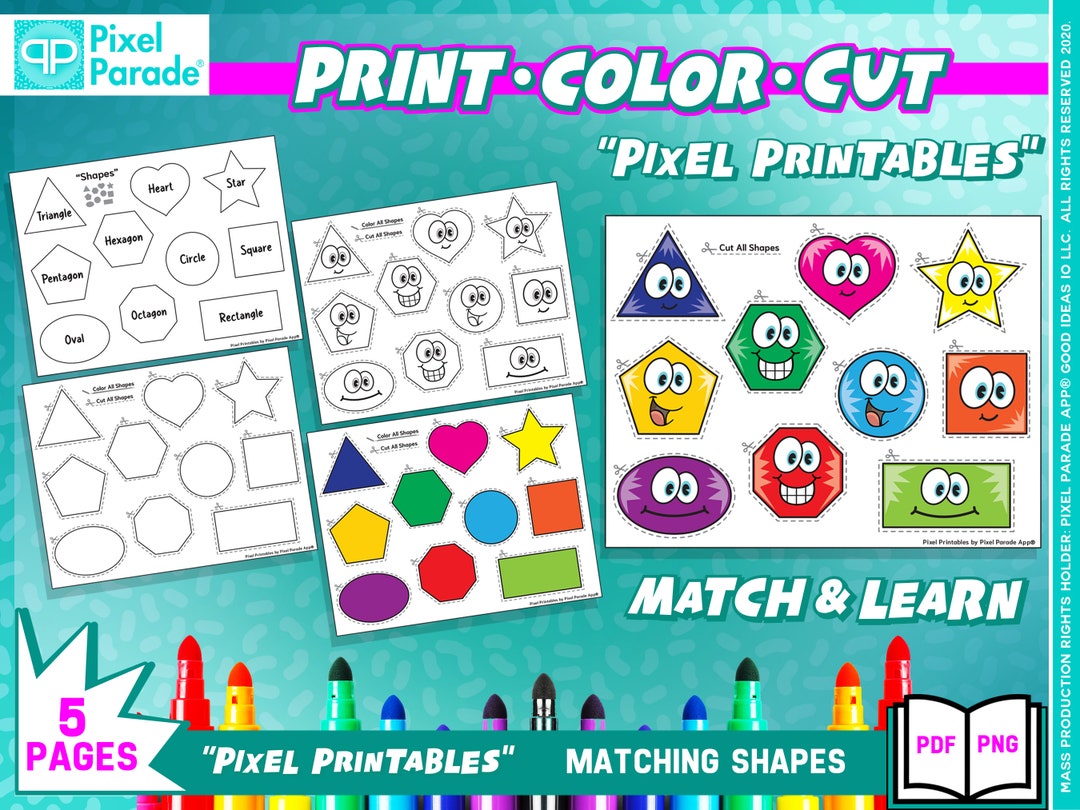 Shapes Matching Game: Preschool Learning Activity (digital Print Files ...