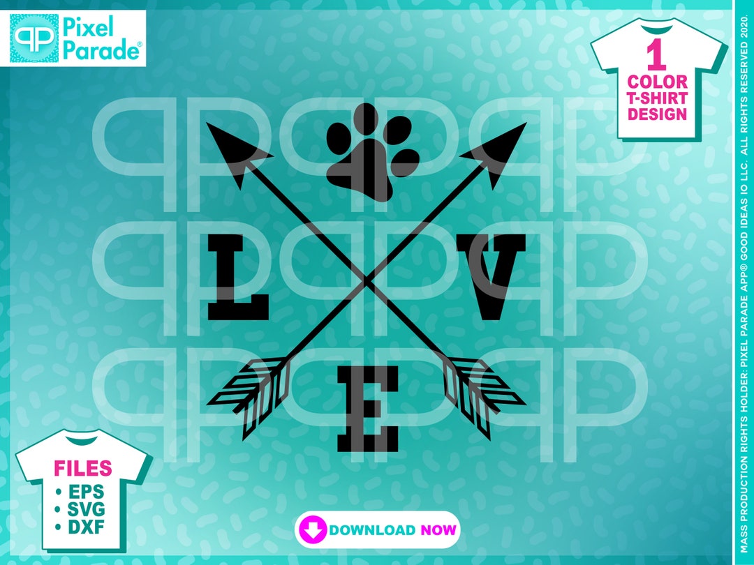 Love Paw Print SVG: Pet Lover Digital Cut Files - Etsy
