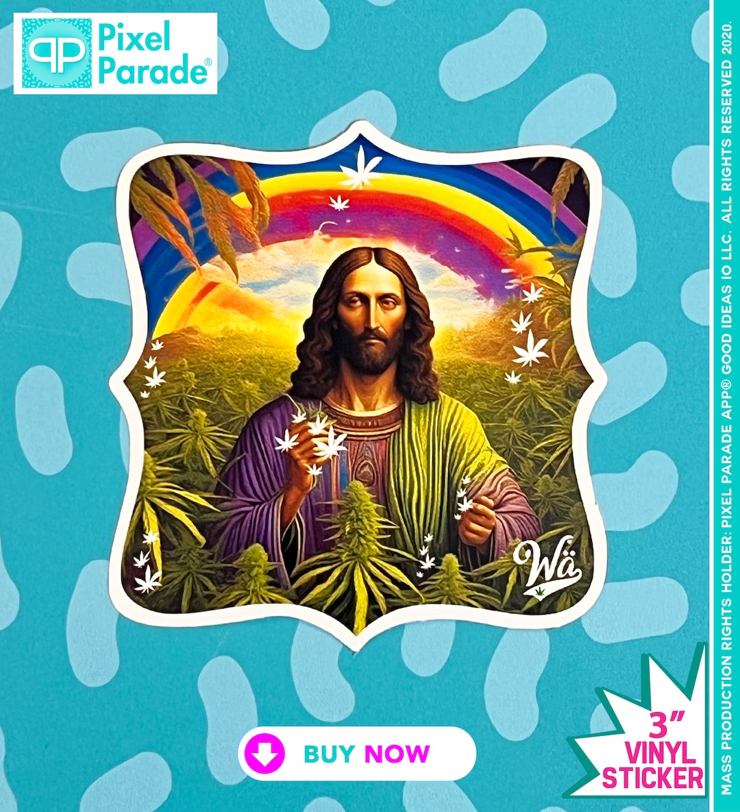 Jesus Lap Top Sticker, 3x3 Die Cut Vinyl Sticker, Jesus Illustration ...