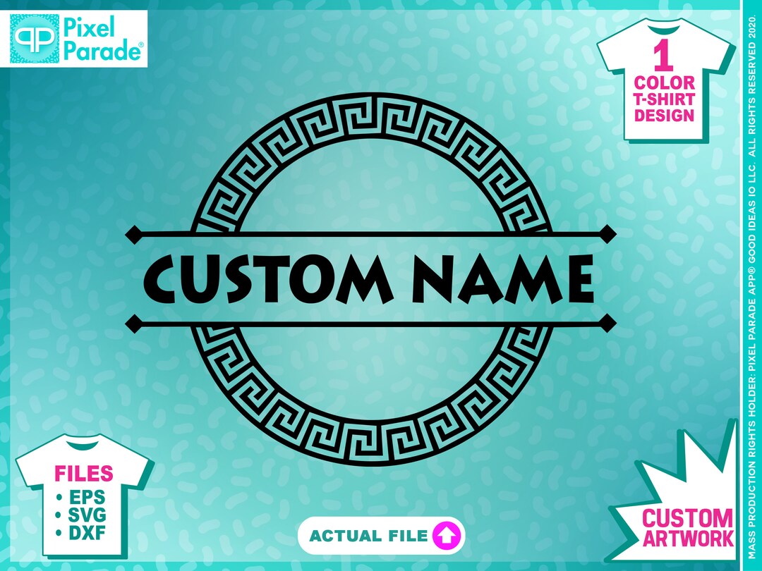 Greek Key Pattern Circle Name Frame Svg, Custom Svg, Custom Lettering ...