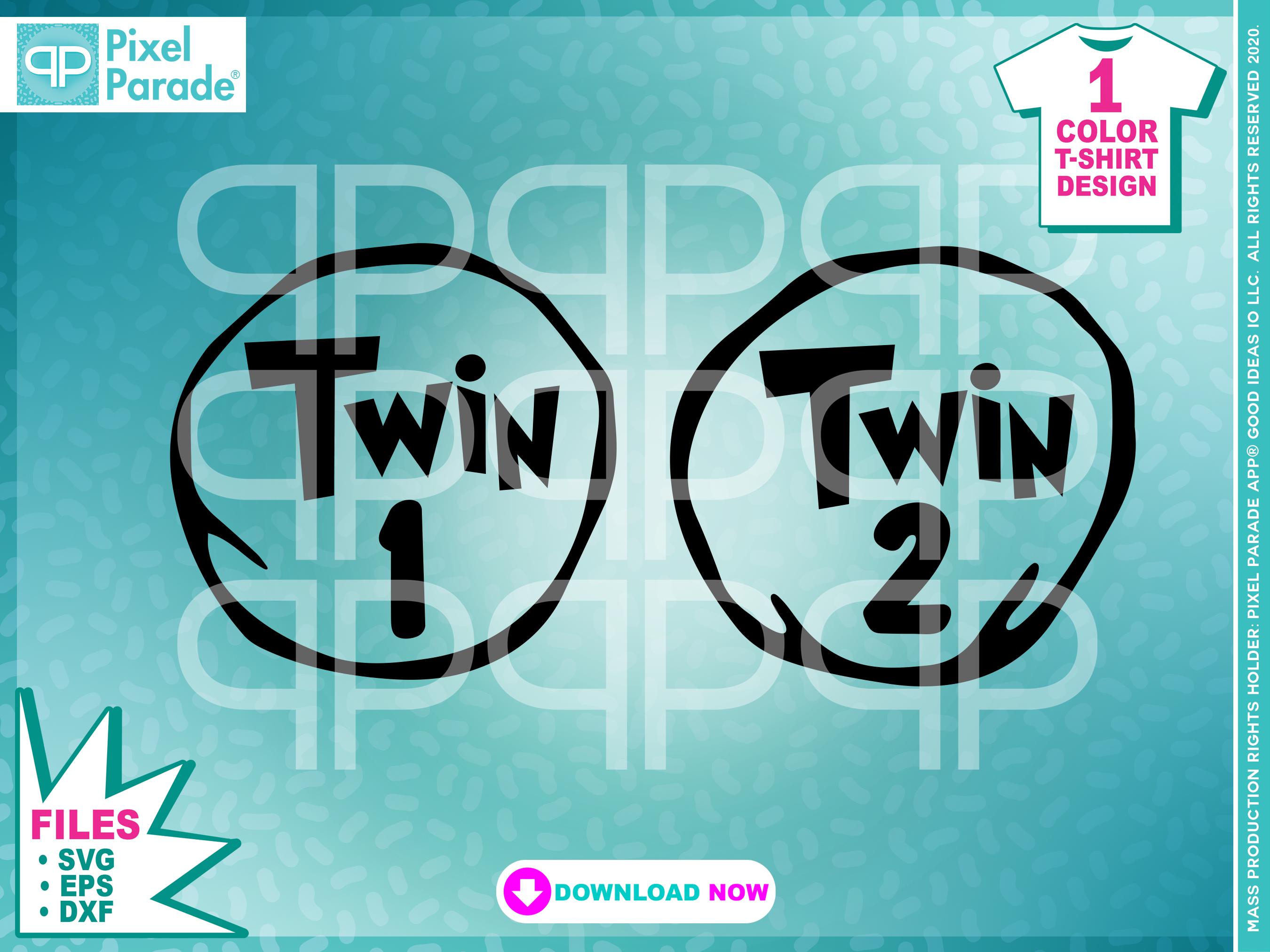 Twin 1, Twin 2 Svg, Thing 1 Thing 2 Style, Fun, Retro Cartoon Lettering ...