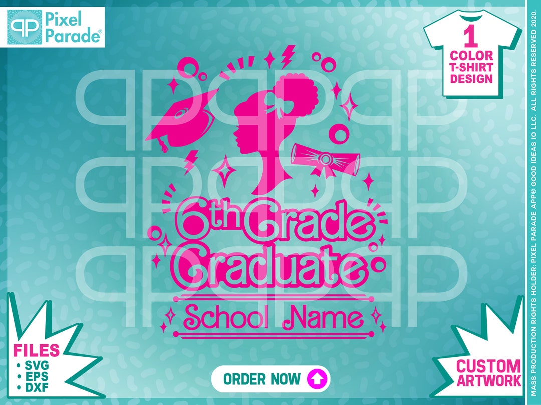 6th Grade Graduate SVG: Custom School Name, Afro Latina (digital Cut ...